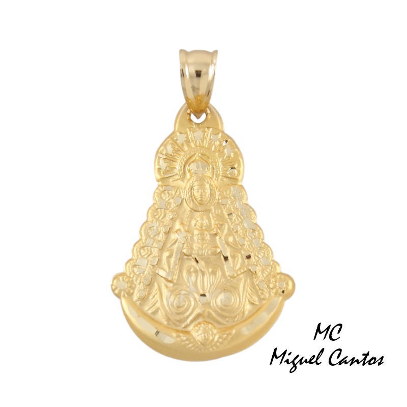 Oro 18kt: medalla Virgen del Rocío elegante